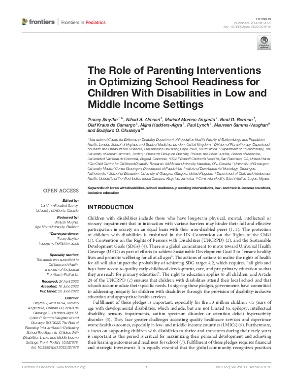 (PDF) The Role of Parenting Interventions in Optimizing School ...