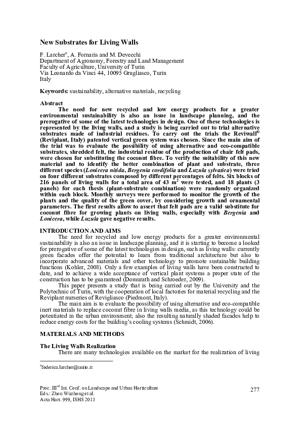 (PDF) New Substrates for Living Walls | FEDERICA LARCHER - Academia.edu
