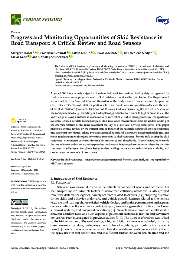 (PDF) Progress and Monitoring Opportunities of Skid Resistance in Road ...
