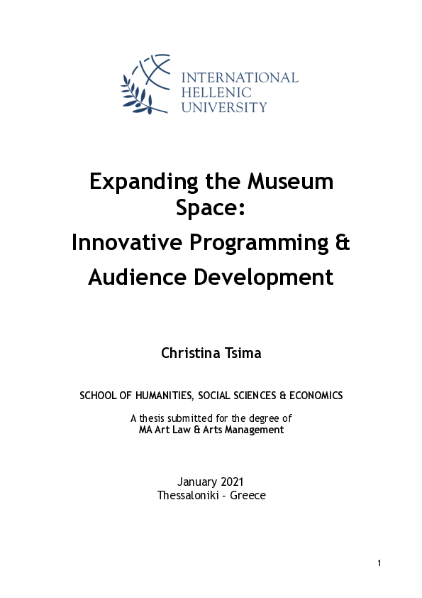 (PDF) Expanding the Museum Space: Innovative Programming & Audience Development