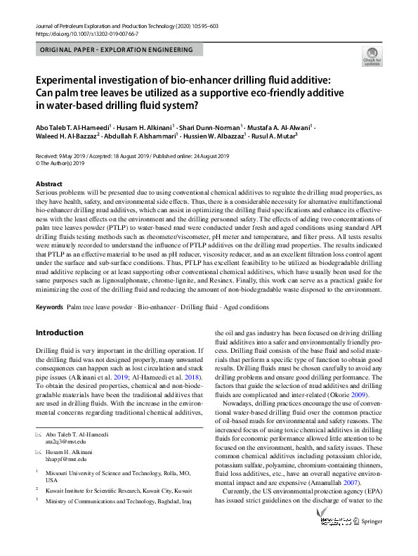 (PDF) Experimental investigation of bio-enhancer drilling fluid ...