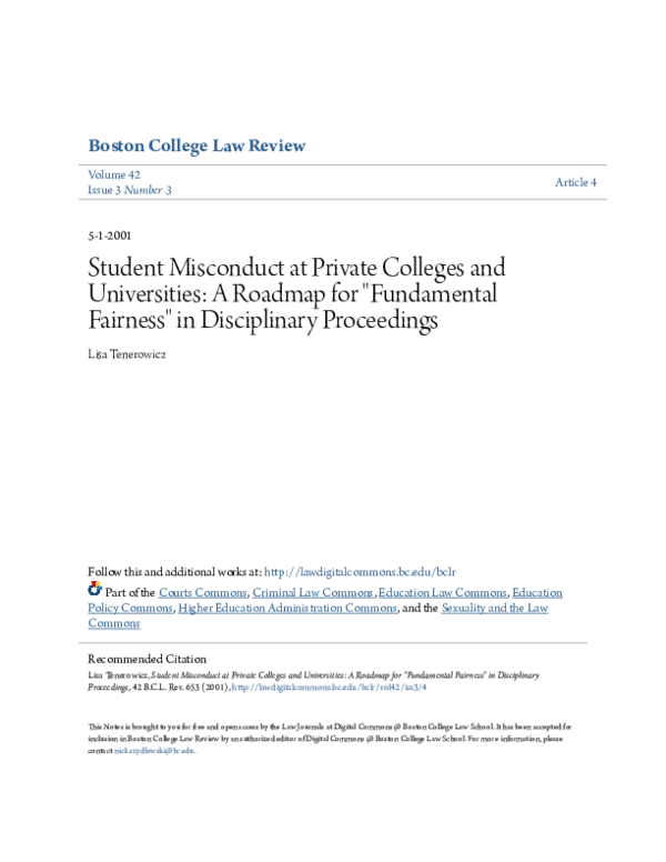(PDF) Student Misconduct at Private Colleges and Universities: A ...