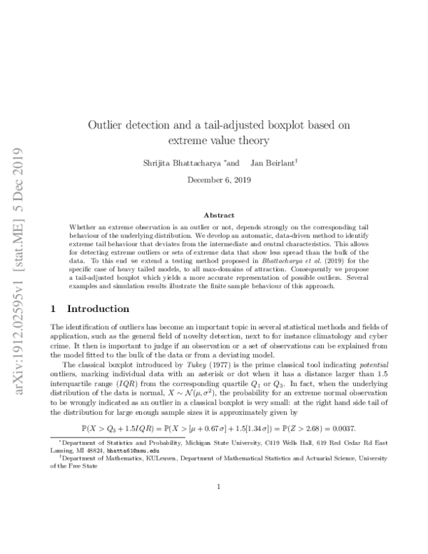 (PDF) Outlier detection and a tail-adjusted boxplot based on extreme value theory