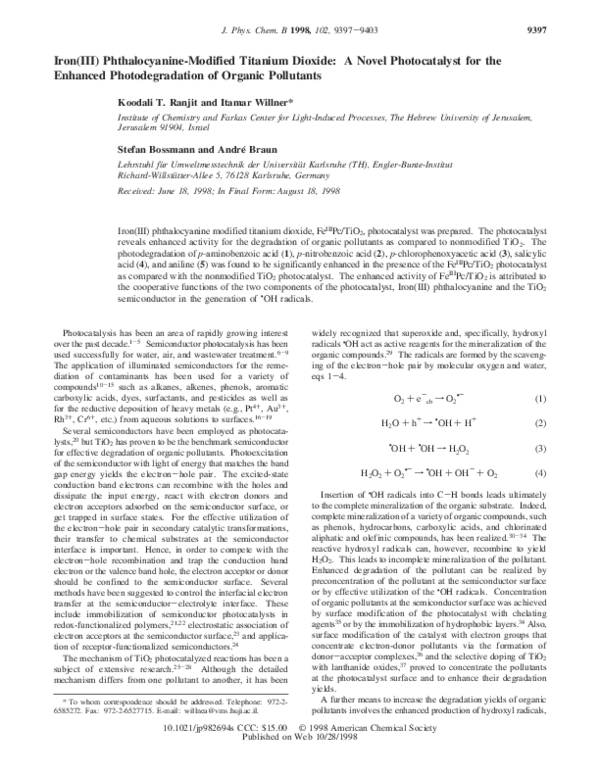 (PDF) Iron(III) Phthalocyanine-Modified Titanium Dioxide: A Novel ...