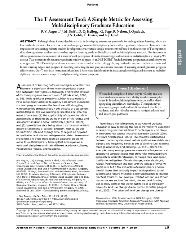 (PDF) The T Assessment Tool: A Simple Metric for Assessing ...