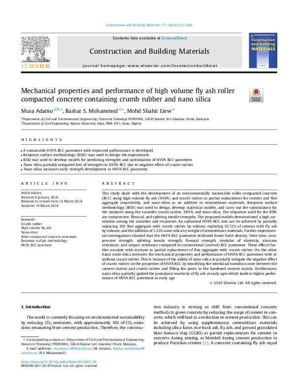 (PDF) Mechanical properties and performance of high volume fly ash ...