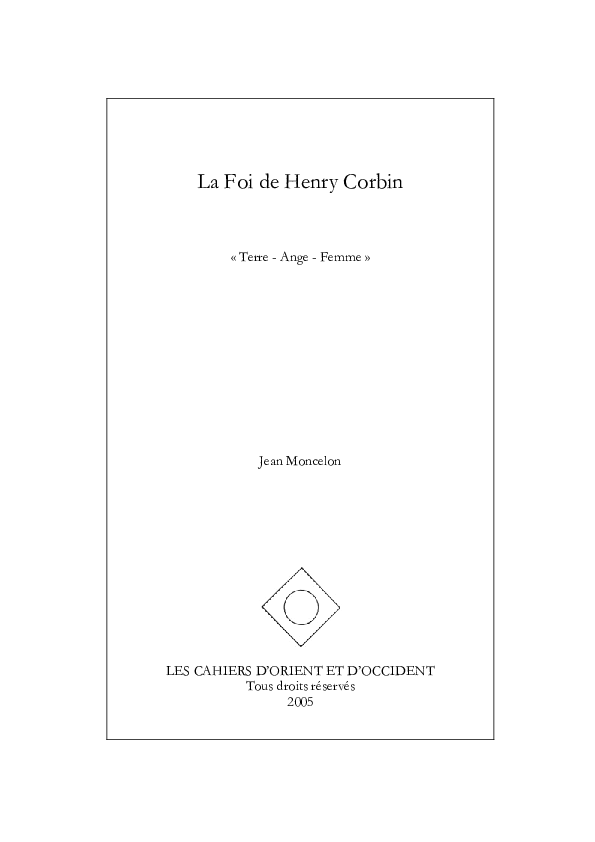 (PDF) La Foi de Henry Corbin