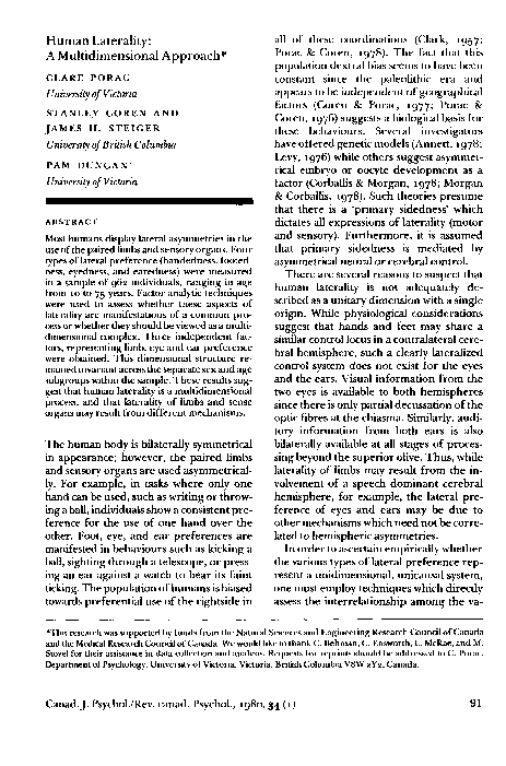 (PDF) Human laterality: A multidimensional approach