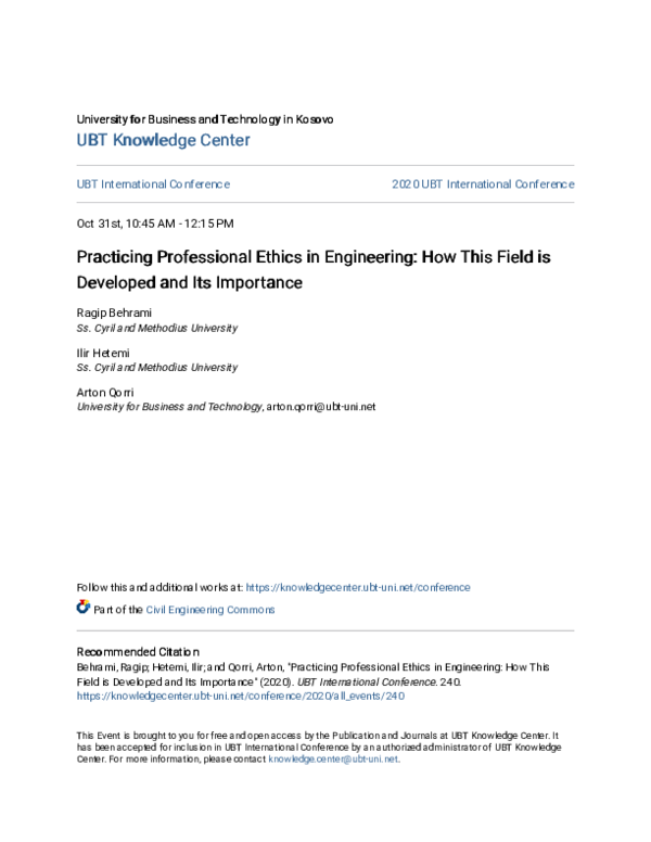 (PDF) Practicing Professional Ethics in Engineering: How This Field is ...