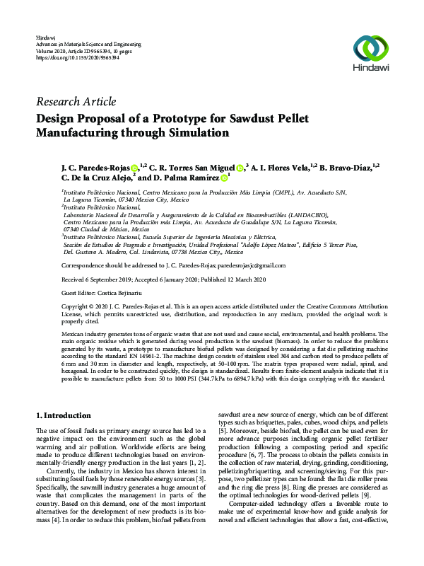 (PDF) Design Proposal of a Prototype for Sawdust Pellet Manufacturing ...