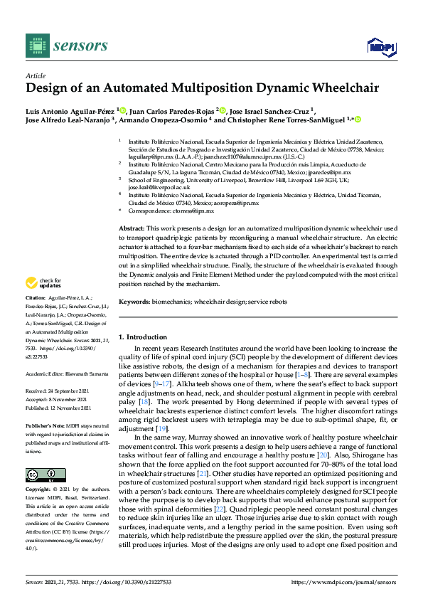 (PDF) Design of an Automated Multiposition Dynamic Wheelchair