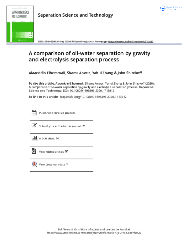 (PDF) A comparison of oil-water separation by gravity and electrolysis separation process