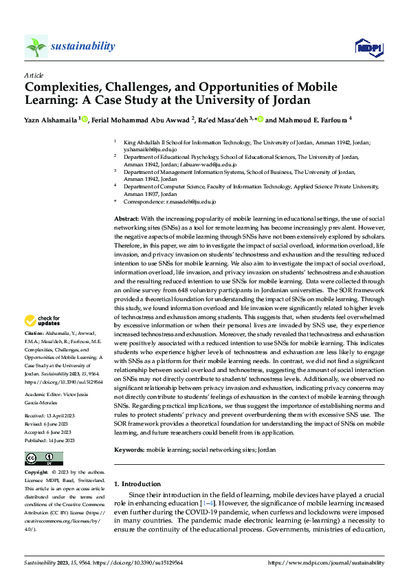 (PDF) Complexities, Challenges, and Opportunities of Mobile Learning: A ...