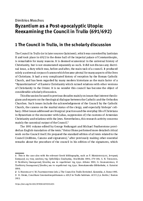 (PDF) Byzantium as a Post-apocalyptic Utopia: Reexamining the Council ...