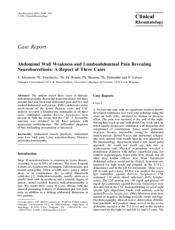 (PDF) Abdominal Wall Weakness and Lumboabdominal Pain Revealing ...