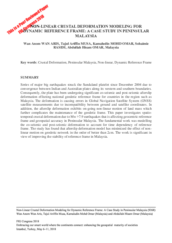(PDF) Non-linear crustal deformation modeling for dynamic reference ...