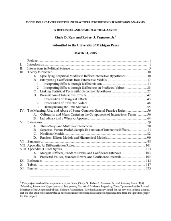 (PDF) Modeling and Interpreting Interactive Hypotheses in Regression ...