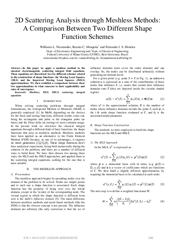 (PDF) 2D scattering analysis through meshless methods: A comparison ...