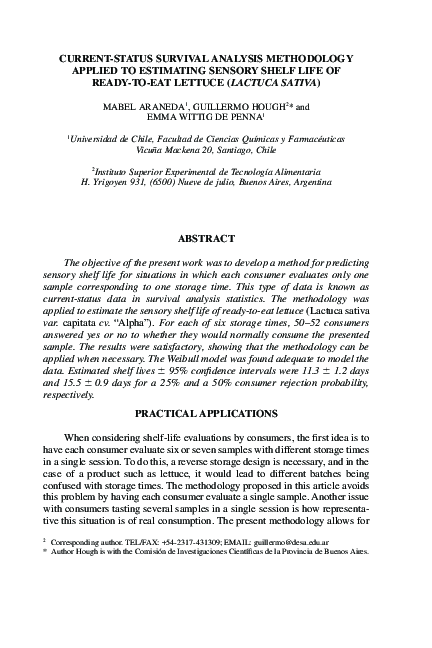 (PDF) Current-Status Survival Analysis Methodology Applied to ...