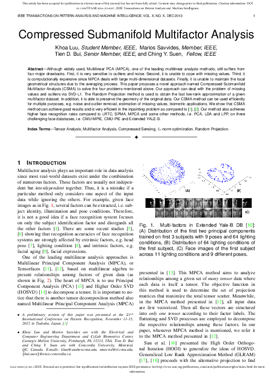 (PDF) Compressed Submanifold Multifactor Analysis