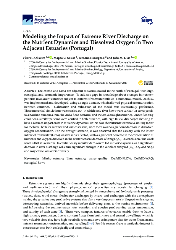 (PDF) Modeling the Impact of Extreme River Discharge on the Nutrient Dynamics and Dissolved ...
