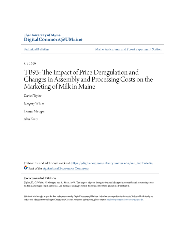 (PDF) TB93: The Impact of Price Deregulation and Changes in Assembly ...