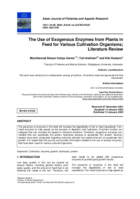(PDF) The Use of Exogenous Enzymes from Plants in Feed for Various ...