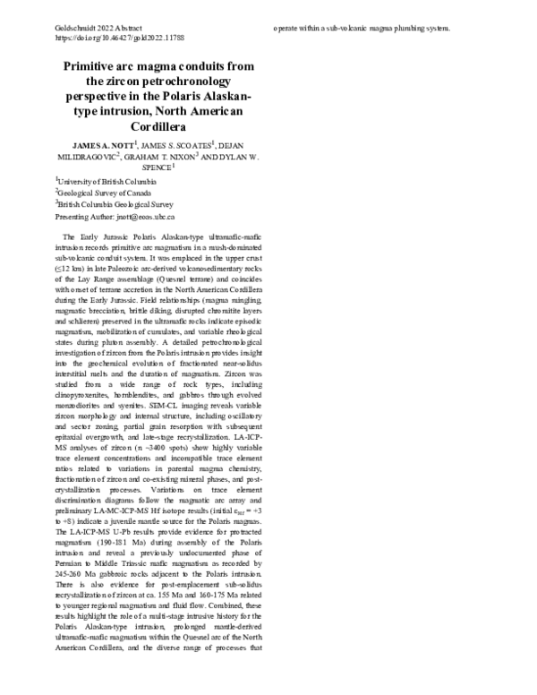 (PDF) Primitive arc magma conduits from the zircon petrochronology ...