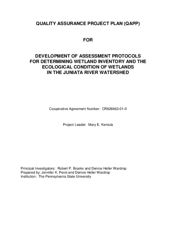 (PDF) Quality Assurance Project Plan (Qapp) | Kean Goh - Academia.edu