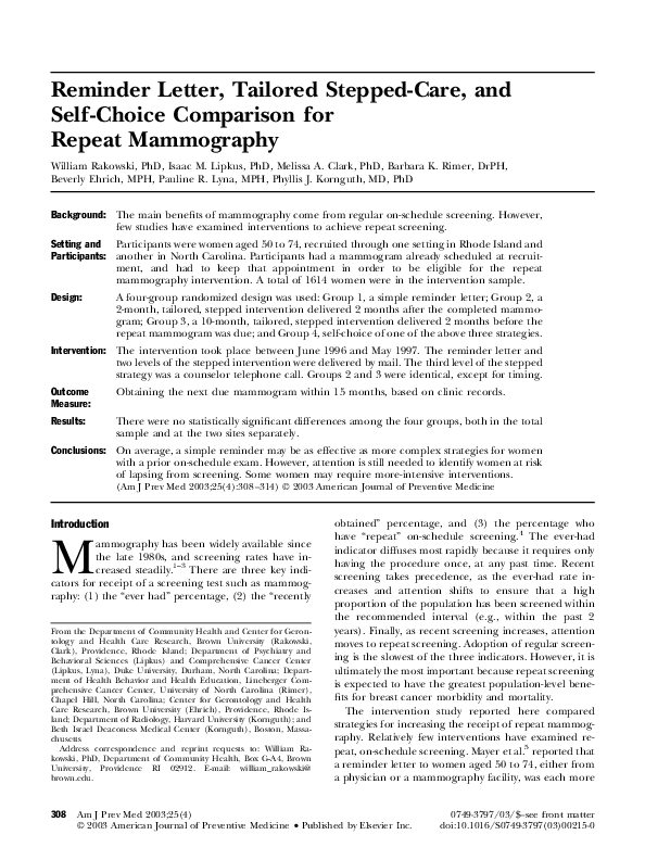 (PDF) Reminder letter, tailored stepped-care, and self-choice ...