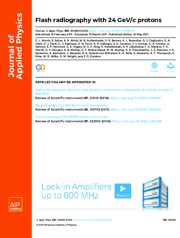 (PDF) Flash radiography with 24 GeV/ c protons