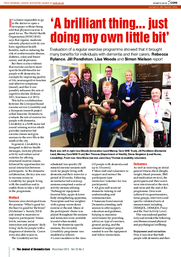 (PDF) A brilliant thing...just doing my own little bit