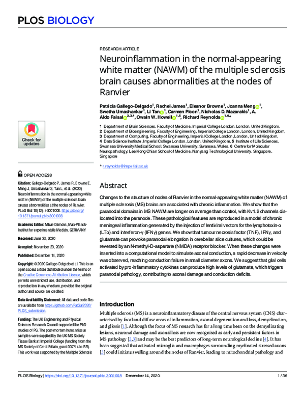 (PDF) Neuroinflammation in the normal-appearing white matter (NAWM) of ...