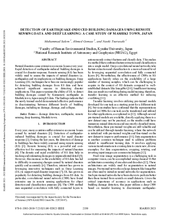 (PDF) DETECTION OF EARTHQUAKE-INDUCED BUILDING DAMAGES USING REMOTE SENSING DATA AND DEEP ...