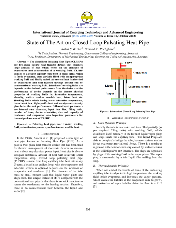 (PDF) Abstract — The closed loop Pulsating Heat Pipes (CLPHPs)