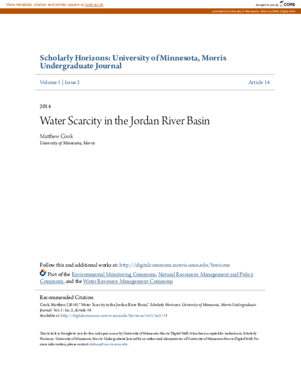 (PDF) Water Scarcity in the Jordan River Basin