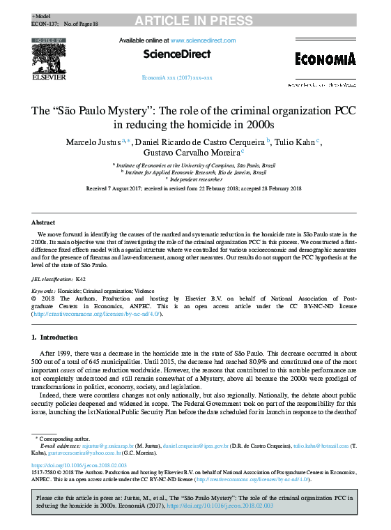 (PDF) The “São Paulo Mystery”: The role of the criminal organization ...
