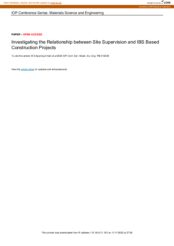 (PDF) Investigating the Relationship between Site Supervision and IBS ...