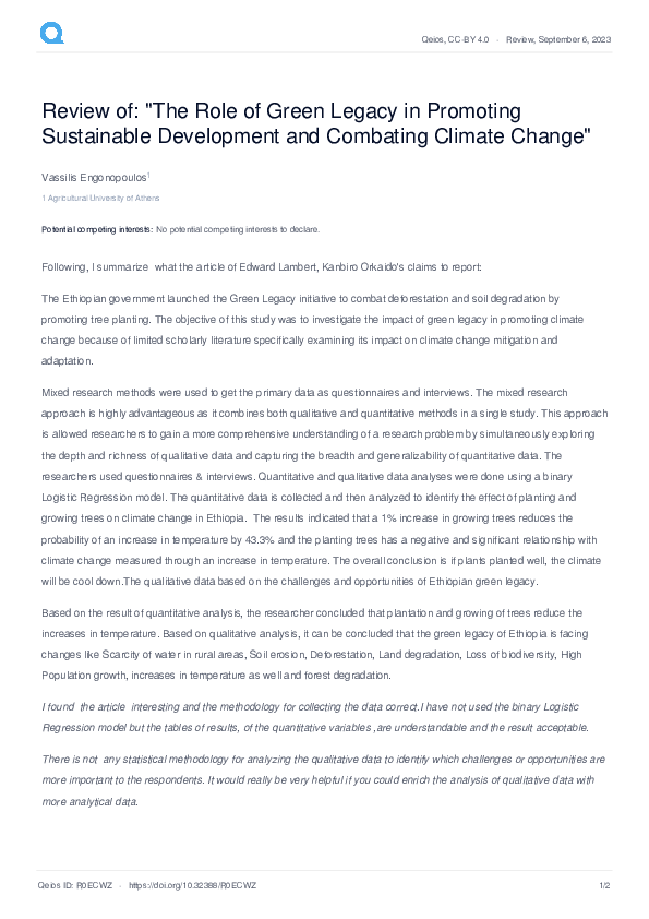 (PDF) Review of: "The Role of Green Legacy in Promoting Sustainable ...