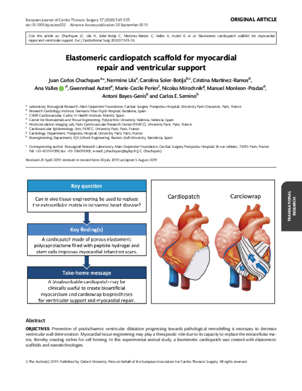 (PDF) Elastomeric cardiopatch scaffold for myocardial repair and ...