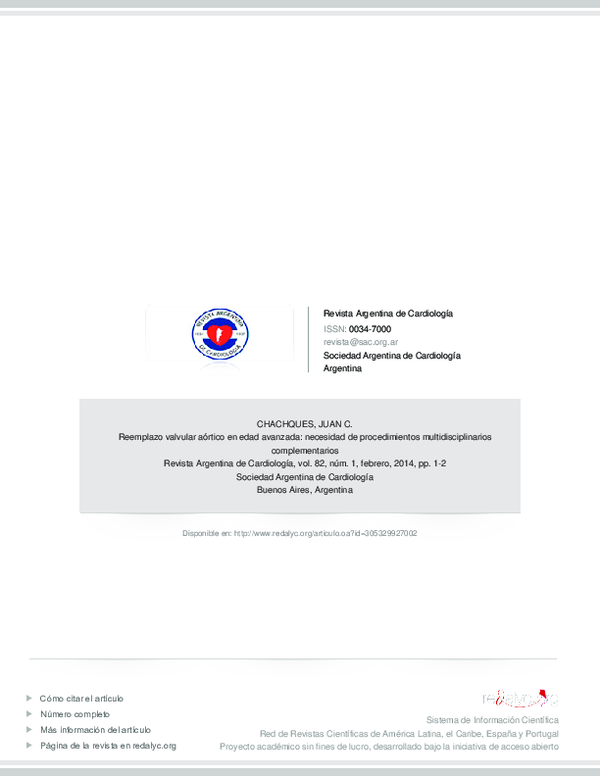 (PDF) Reemplazo valvular aórtico en edad avanzada: necesidad de procedimientos ...