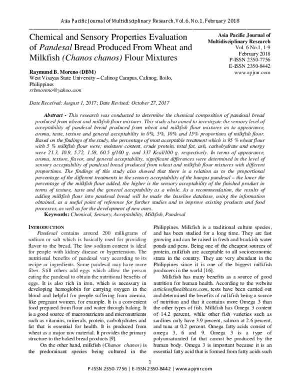 (PDF) Chemical and Sensory Properties Evaluation of Pandesal Bread ...