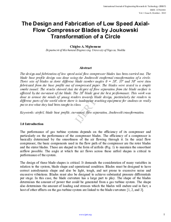 (PDF) The Design and Fabrication of Low Speed Axial-Flow Compressor ...