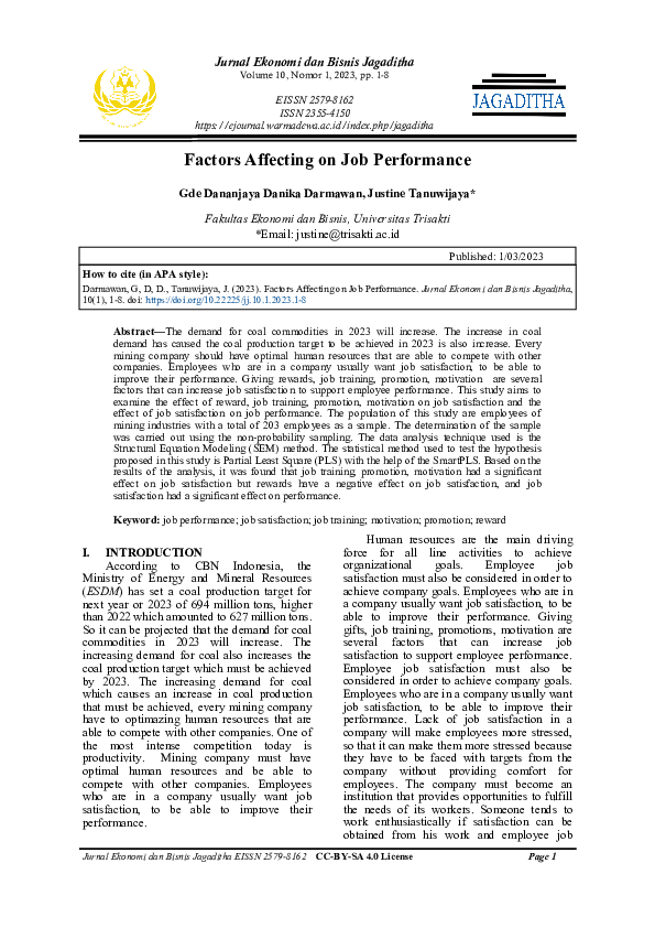 (PDF) Factors Affecting on Job Performance