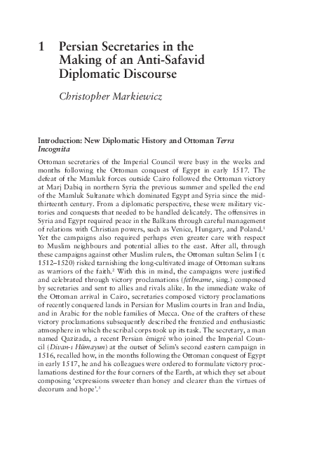 (PDF) Persian Secretaries in the Making of an Anti-Safavid Diplomatic ...