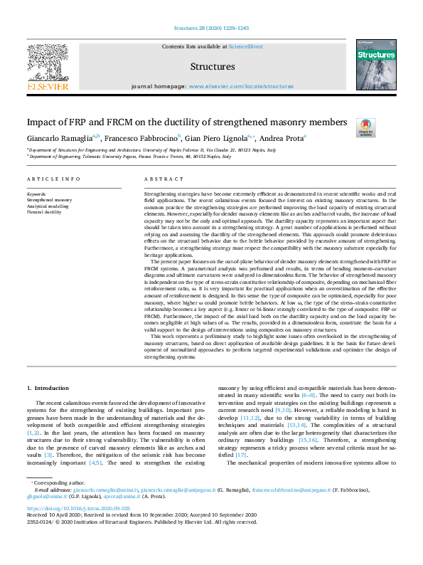 (PDF) Impact of FRP and FRCM on the ductility of strengthened masonry ...