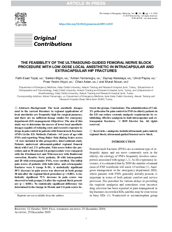 (PDF) The Feasibility of the Ultrasound-Guided Femoral Nerve Block ...