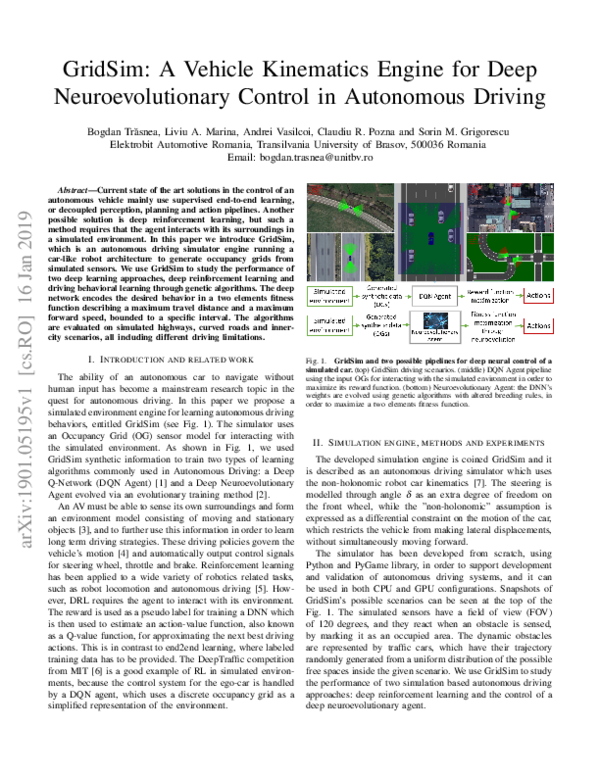 (PDF) GridSim: A Vehicle Kinematics Engine for Deep Neuroevolutionary ...