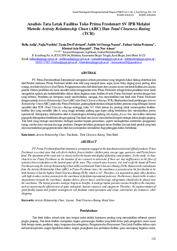 (PDF) Analisis Tata Letak Fasilitas Toko Prima Freshmart SV IPB Melalui ...