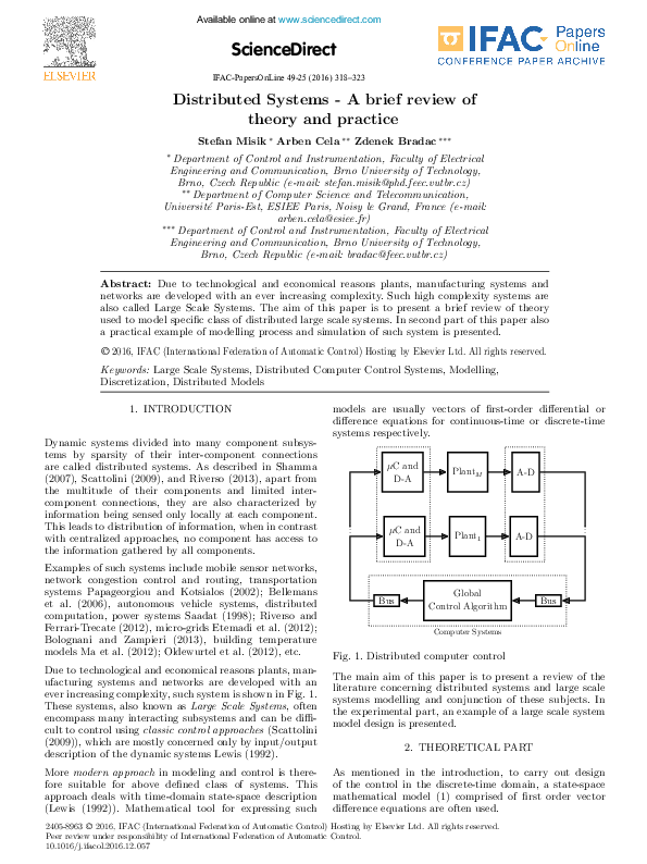 Pdf Distributed Systems A Brief Review Of Theory And Practice